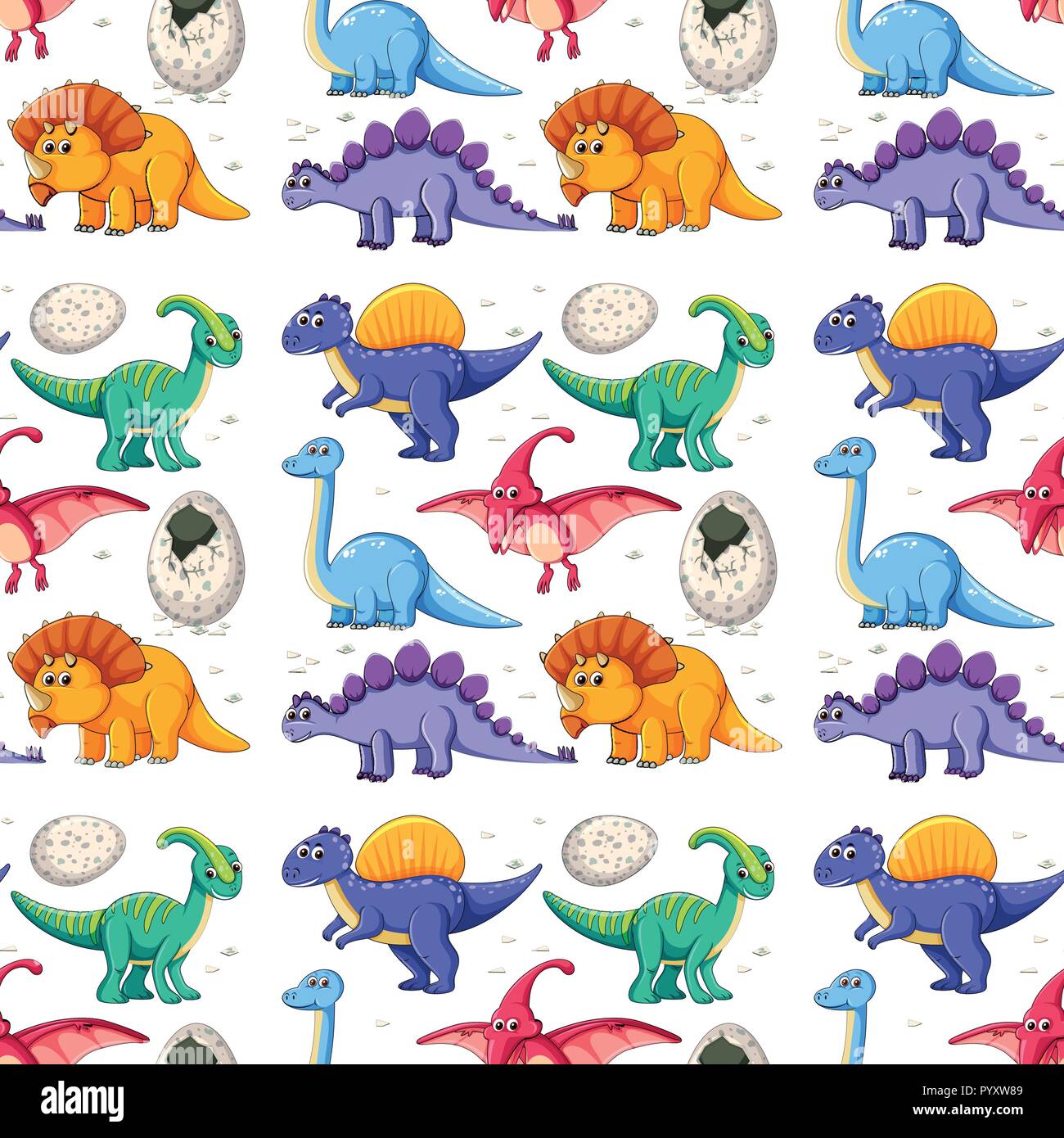 A dinosaur on seamless pattern illustration Stock Vector Image & Art ...