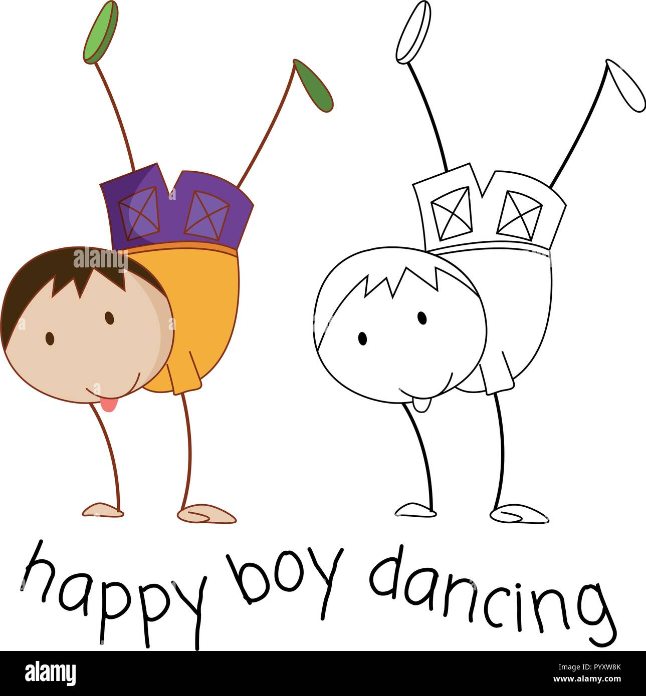 Doodle boy character dancing illustration Stock Vector Image & Art - Alamy