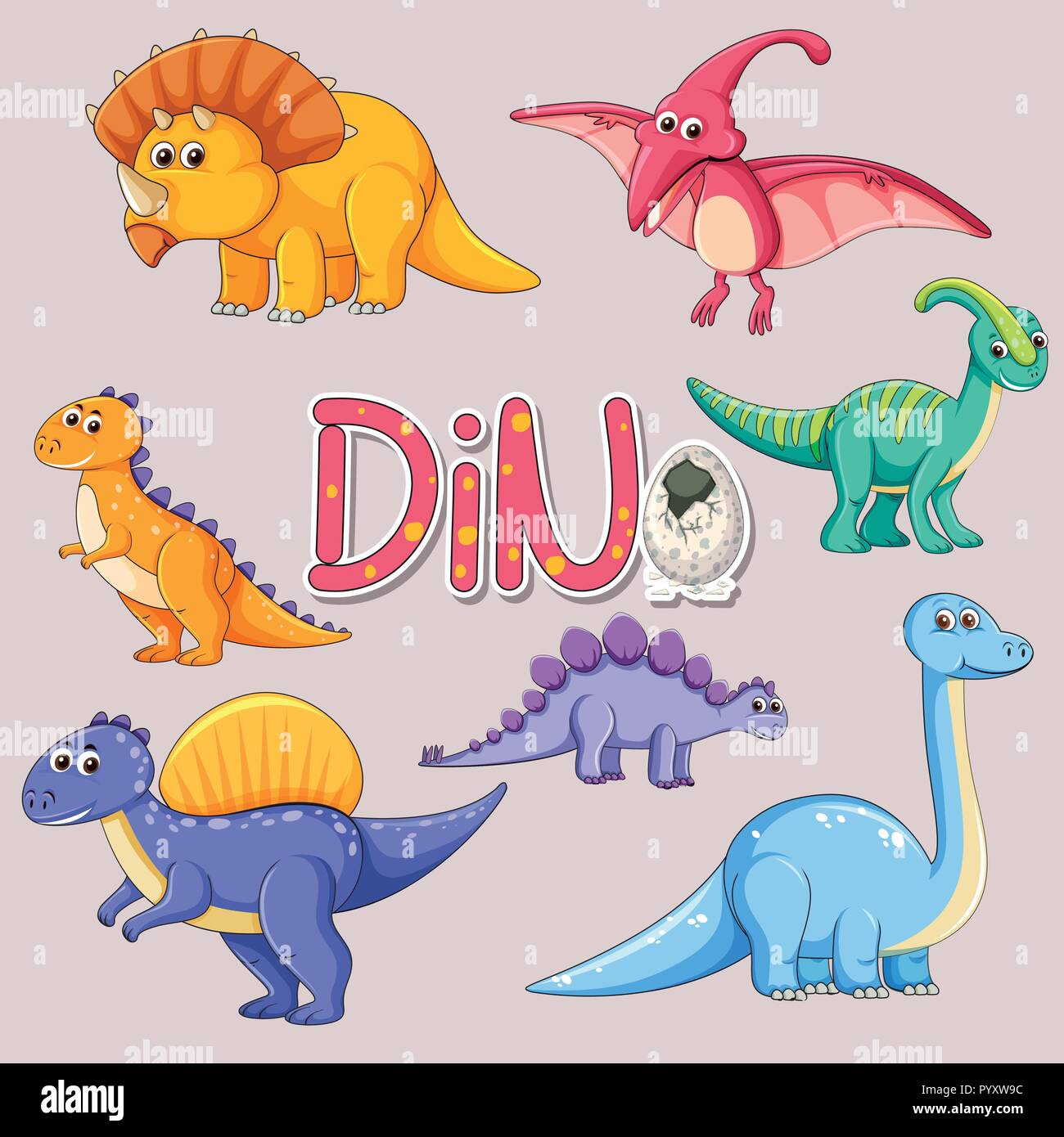 Set of dinosaur sticker illustration Stock Vector Image & Art - Alamy