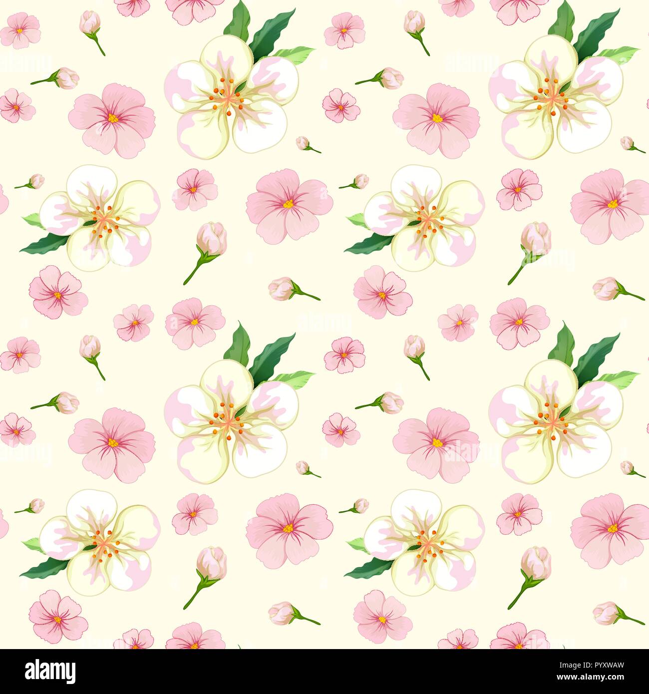 Cherry blossom seamless pattern illustration Stock Vector Image & Art ...