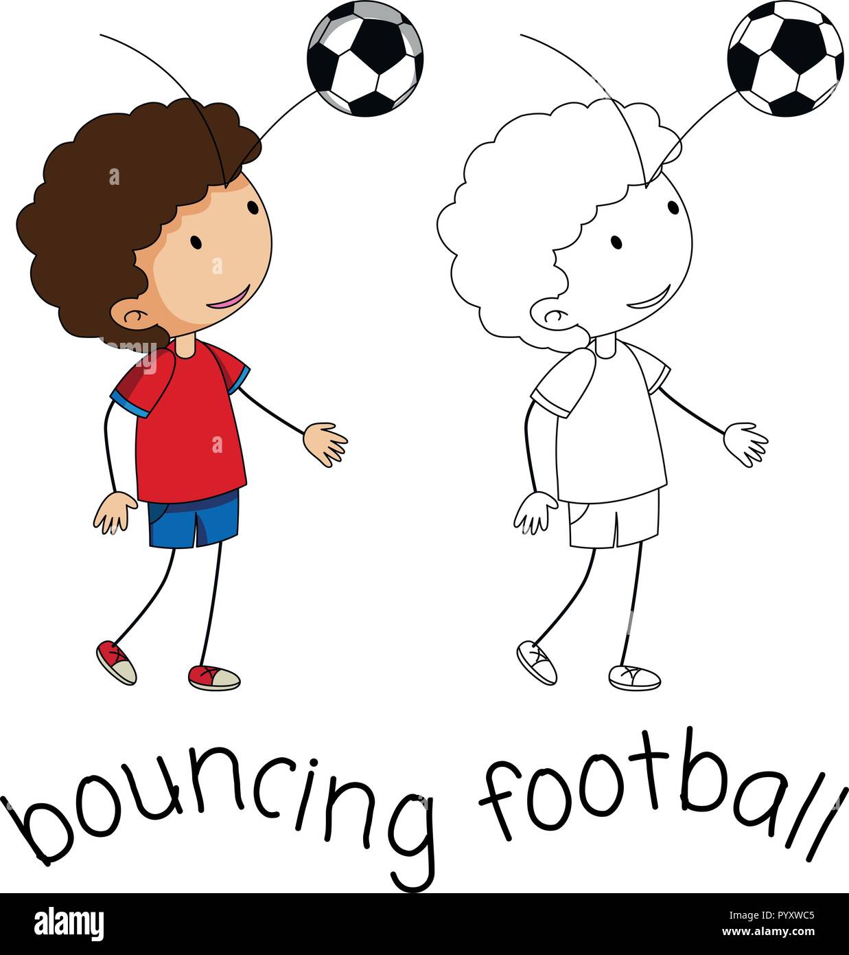 A doodle boy bouncing football illustration Stock Vector Image & Art ...