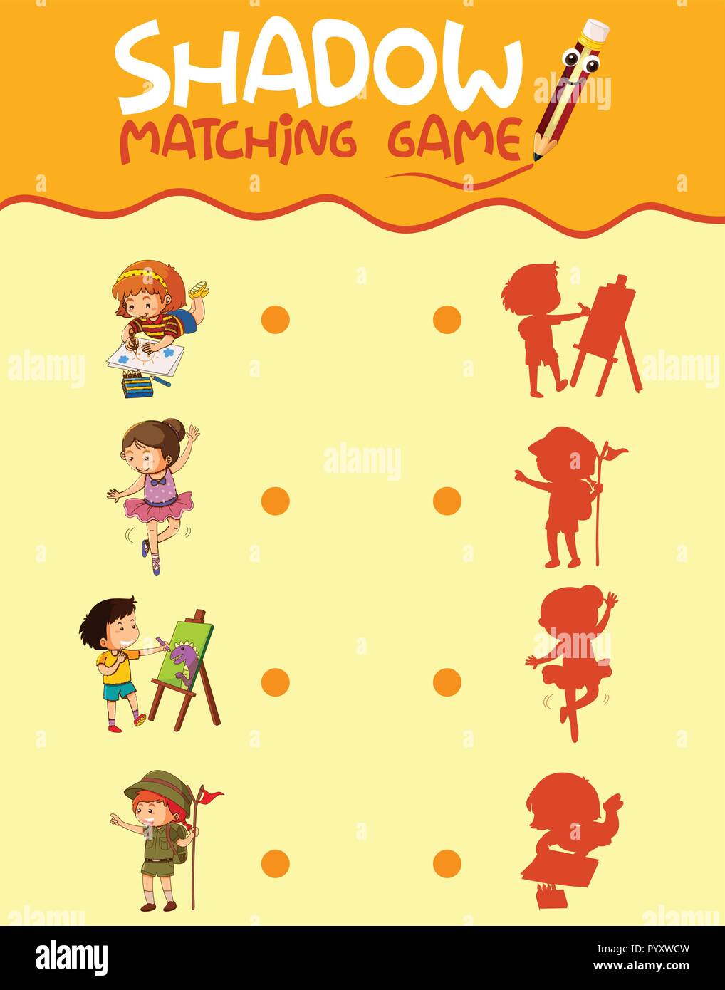 Children activity shadow matching game illustration Stock Vector Image ...