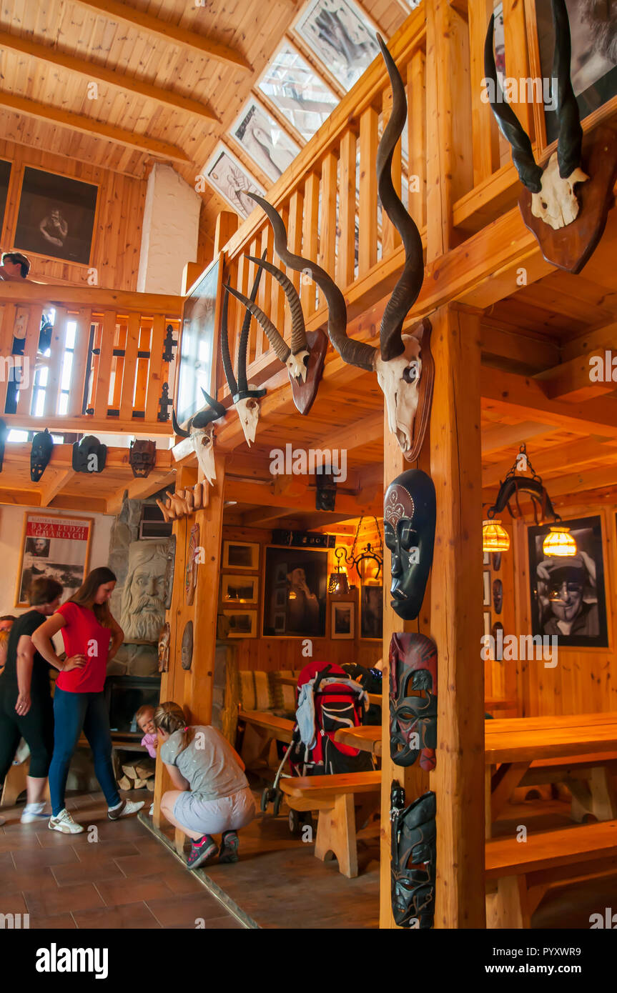 Cisna, Poland, July 2018. Famous Siekierezada bar in Cisna. Interior of ...