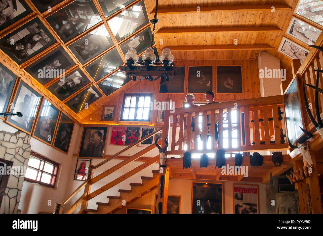 Cisna, Poland, July 2018. Famous Siekierezada bar in Cisna. Interior of ...