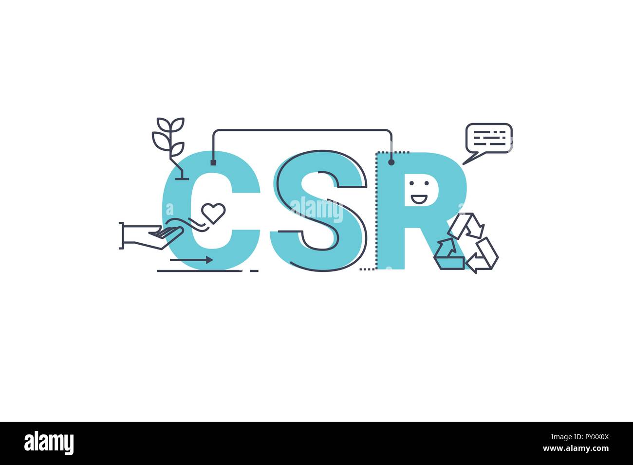 CSR : Corporate social responsibility word lettering typography design ...