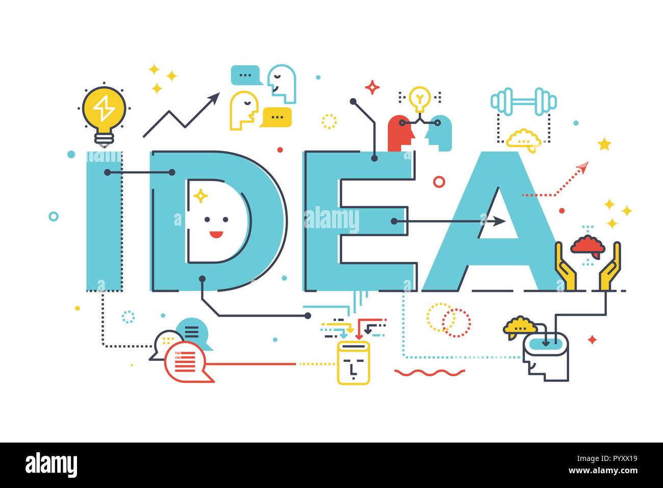 Creative idea word concept, word lettering design illustration with ...