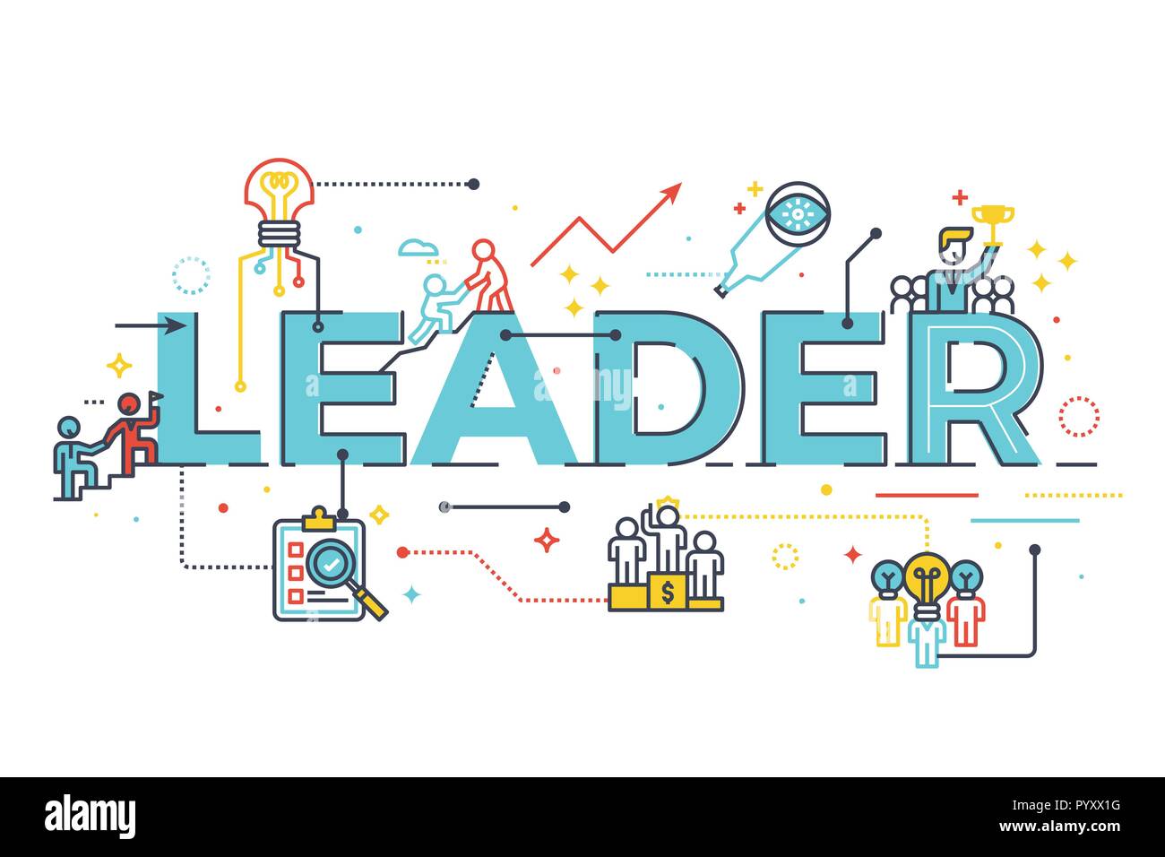 Leader word in business leadership concept, word lettering design ...