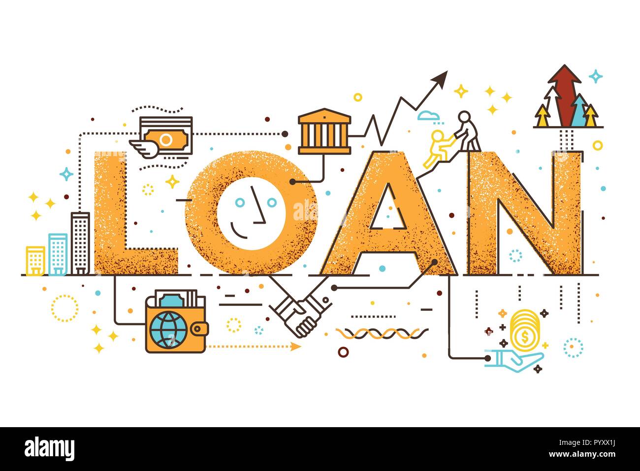 Personal loan, business finance concept word lettering design ...