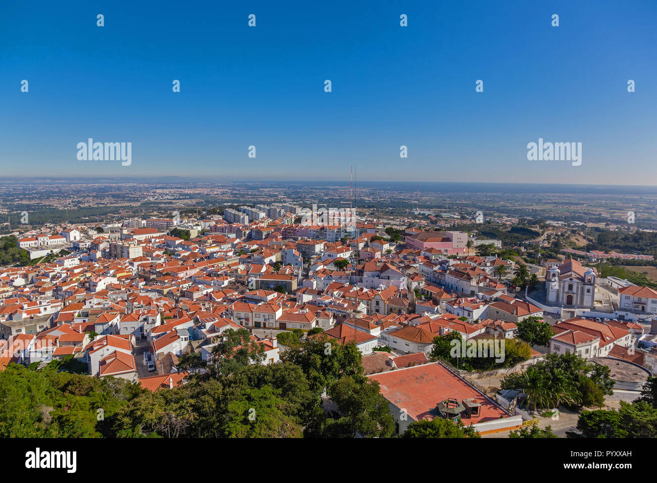 Palmela, Portugal. The city of Palmela with seen from the Castelo de ...