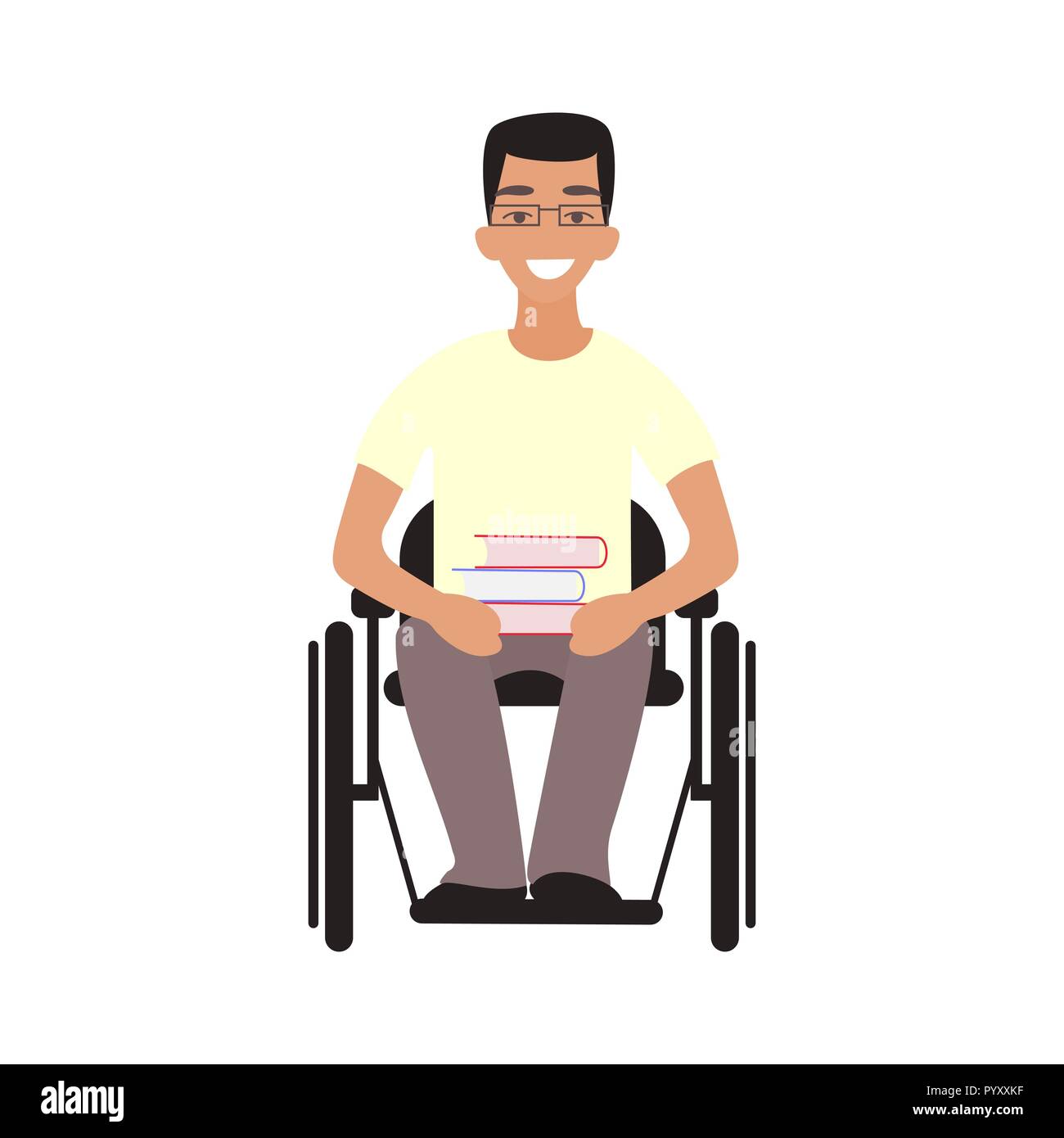Handicap student sit in whilechair. Disabled teen. Person with ... Handicap student sit in whilechair. Disabled teen. Person with ...