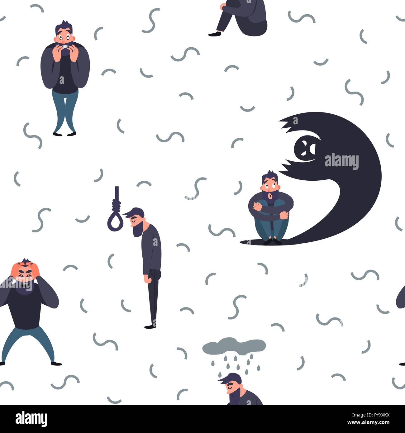 Group of people with psychology or psychiatric problem. Illness men in ...