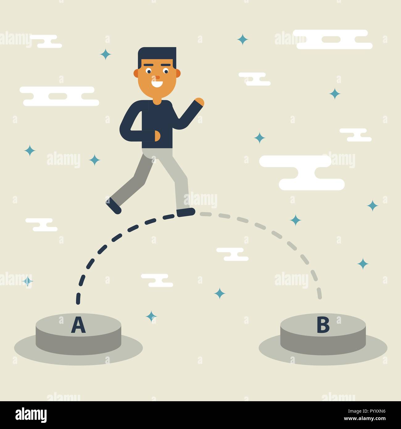 Illustration of man jump from a to b concept Stock Vector Image & Art ...