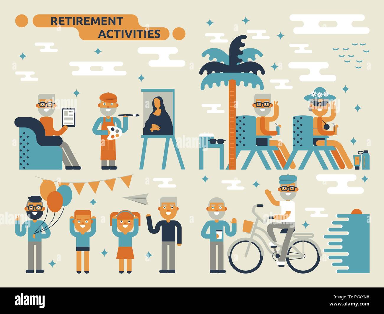 Enjoy retirement Stock Vector Images - Alamy