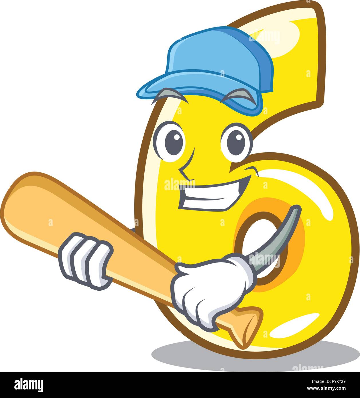 Playing baseball character number six on brick wall Stock Vector Image ...