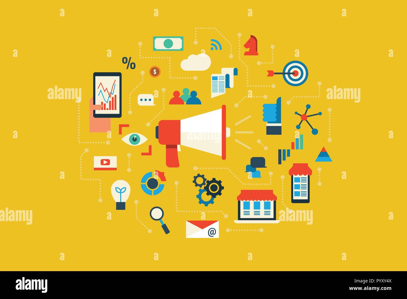 Illustration of marketing flat design concept with icons elements Stock ...