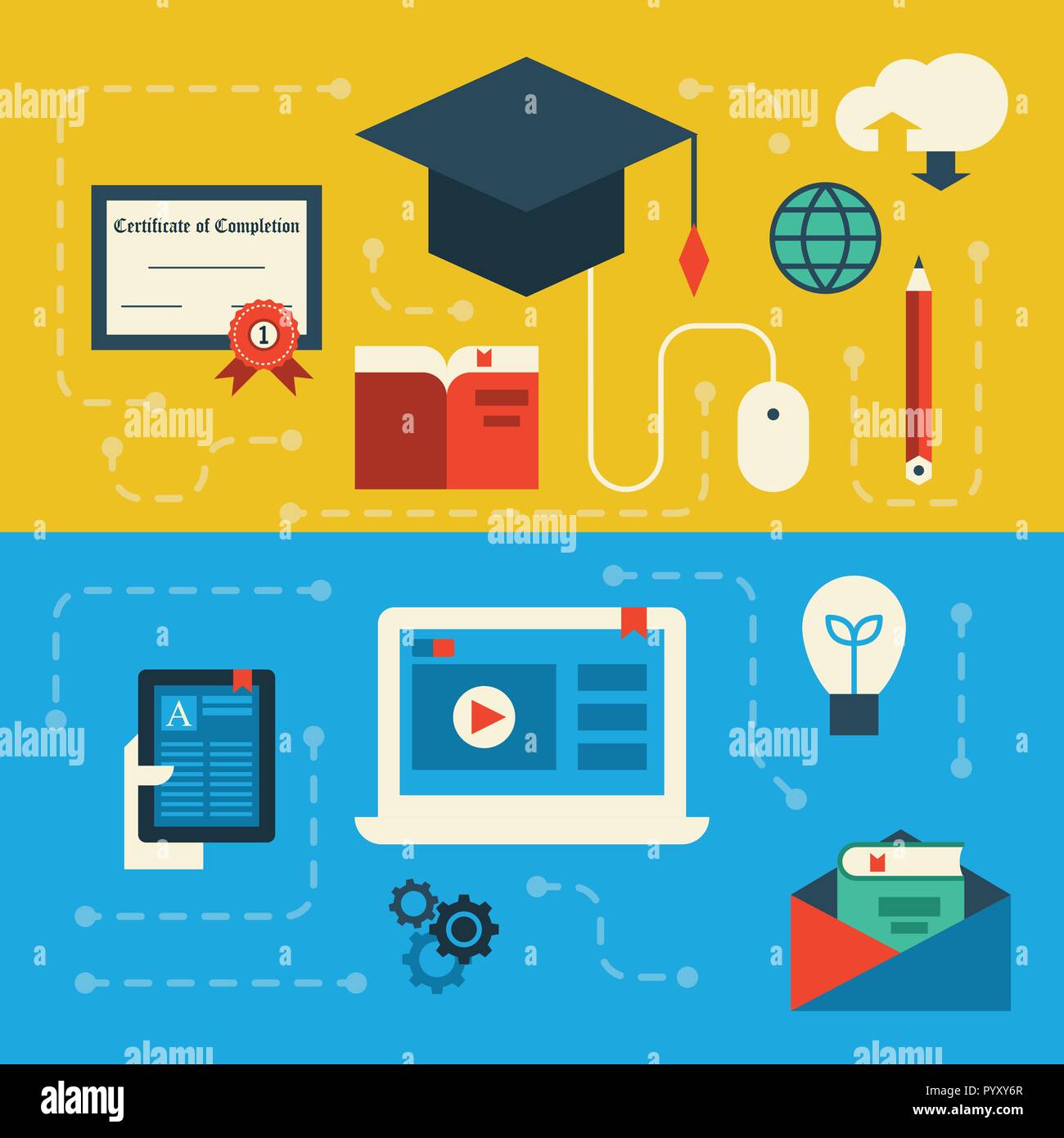 Illustration of e-learning concept flat design background Stock Vector Image & Art - Alamy