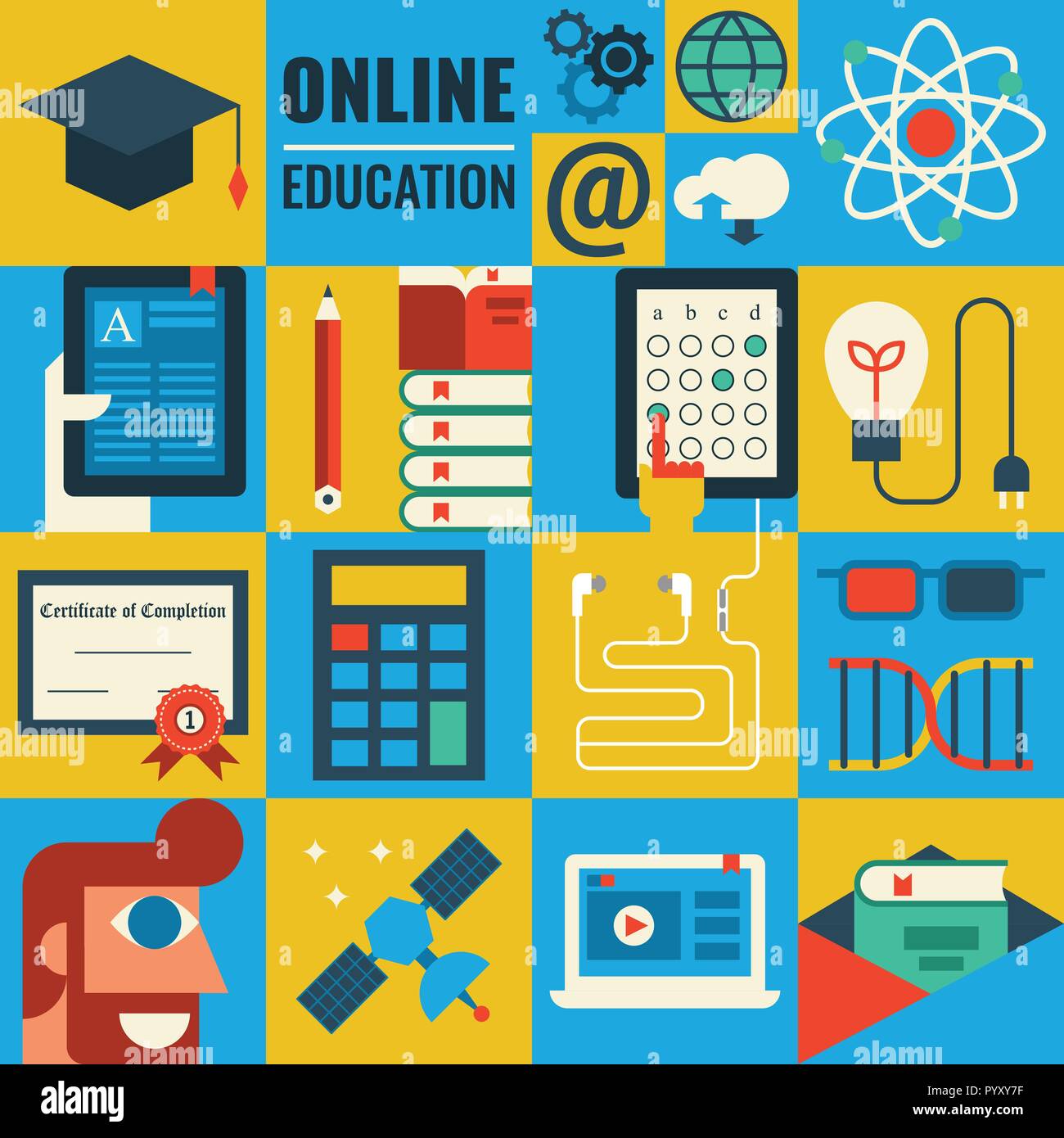 Illustration of e-learning concept flat design background Stock Vector Image & Art - Alamy