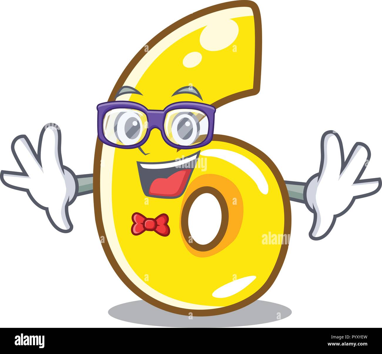 Geek cartoon number six on the road Stock Vector Image & Art - Alamy