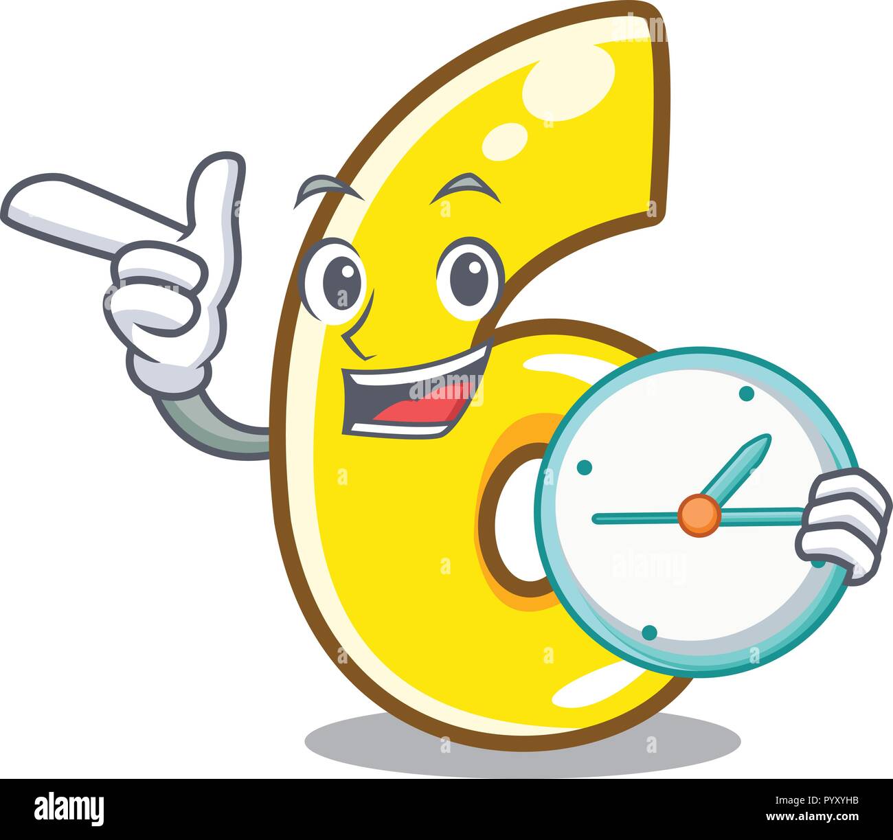 With clock cartoon number six on the road Stock Vector Image & Art - Alamy