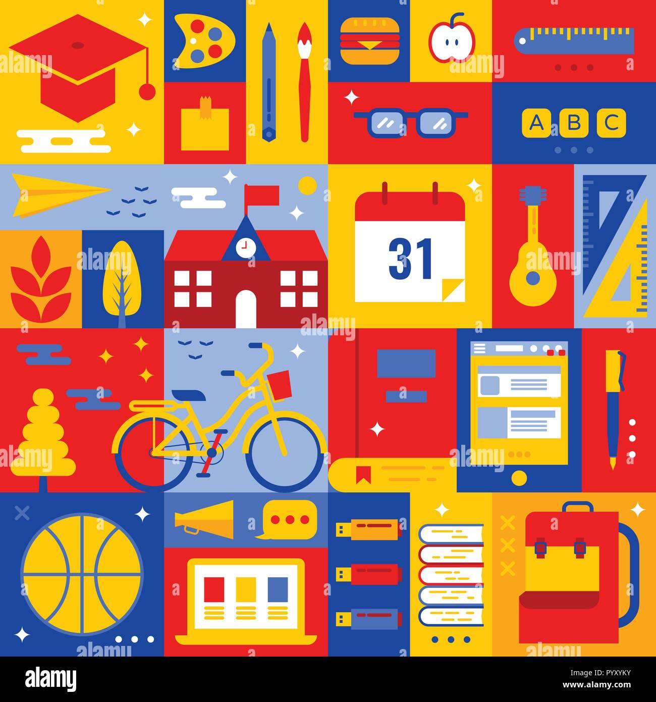 Illustration of education concept with elements and icons Stock Vector ...