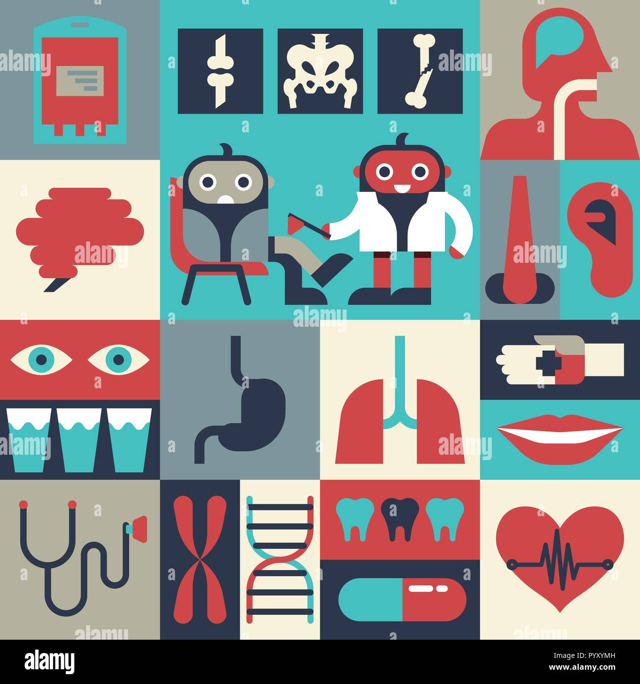 Illustration of health concept with elements and icons Stock Vector ...