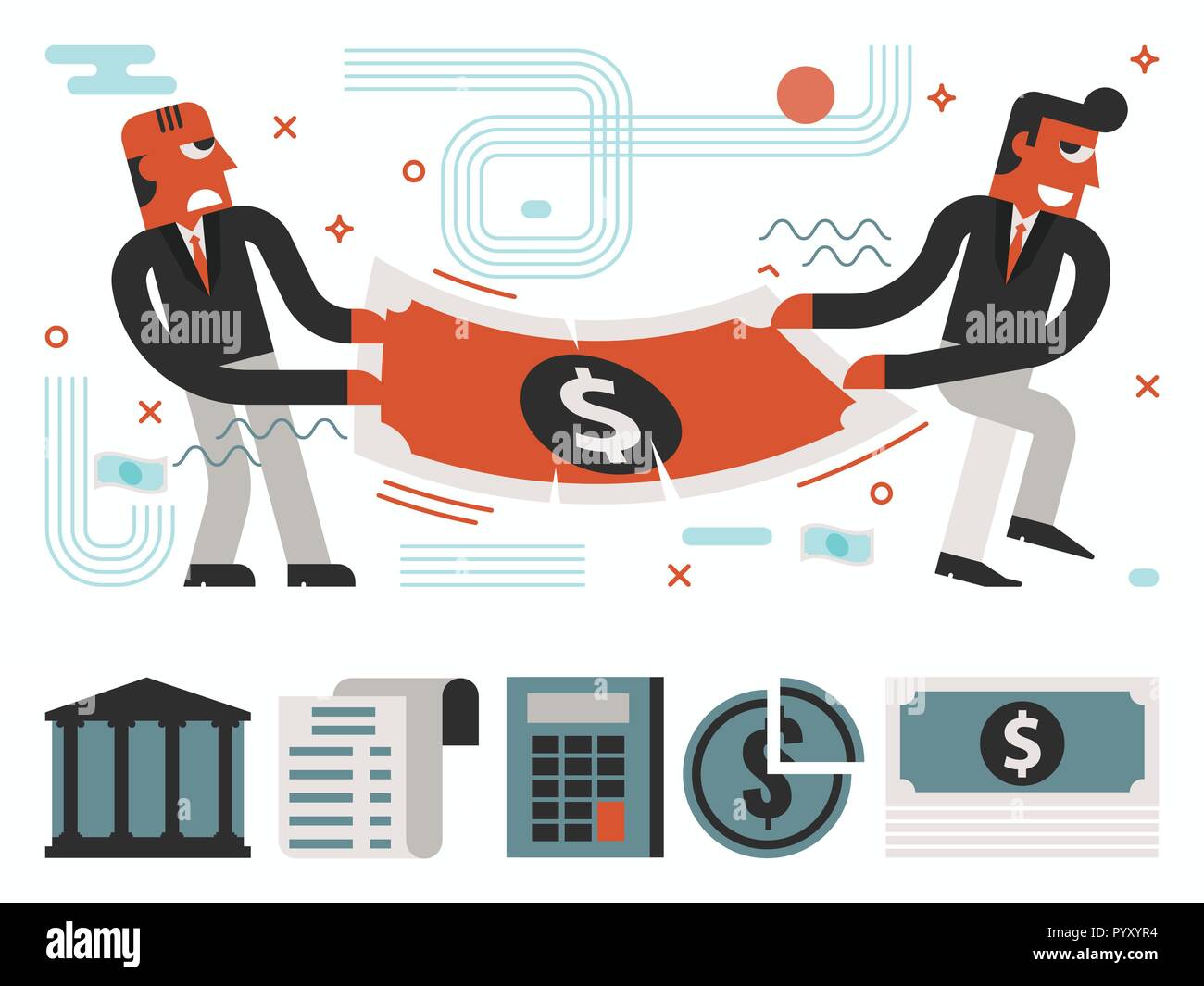 Illustration of guys fight over money concept Stock Vector Image & Art ...