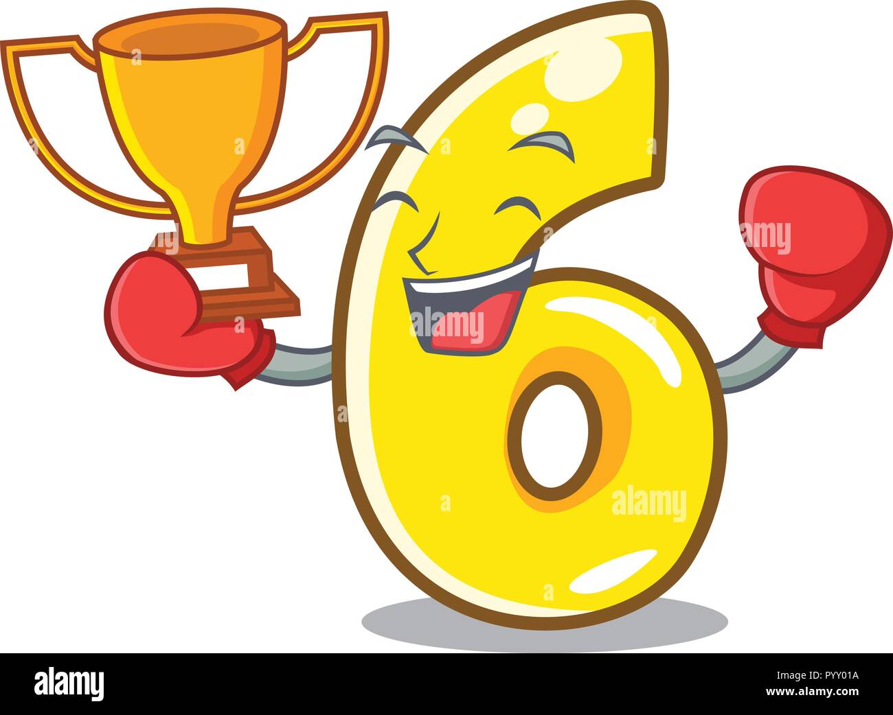 Boxing winner number six isolated on the mascot Stock Vector Image ...