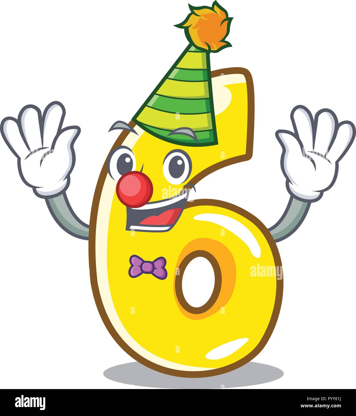 Clown number six isolated on the mascot Stock Vector Image & Art - Alamy