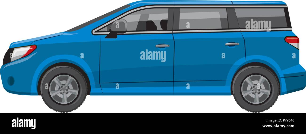 illustration of blue car auto minivan Stock Vector Image & Art - Alamy