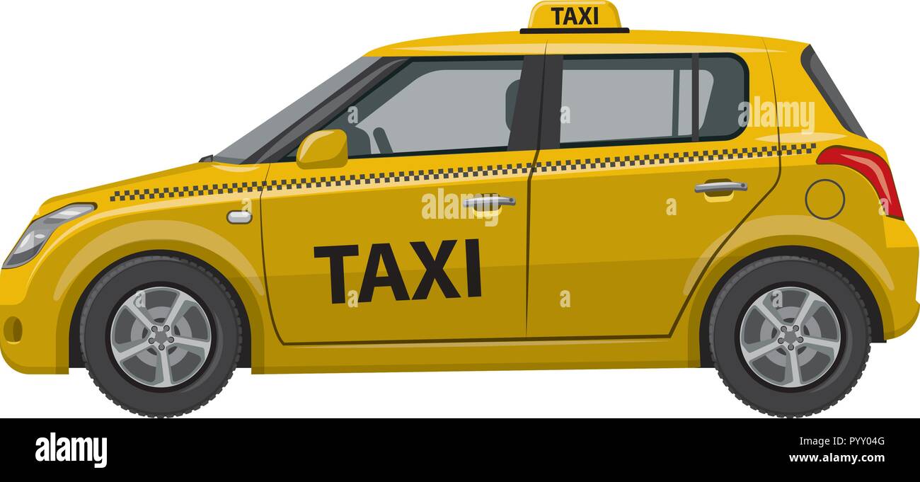 illustration of yellow taxi car hatchback Stock Vector Image & Art - Alamy