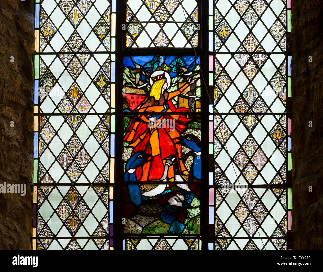 Saint Werburgh stained glass by Anthony Macrae, St. Peter and St. Paul ...