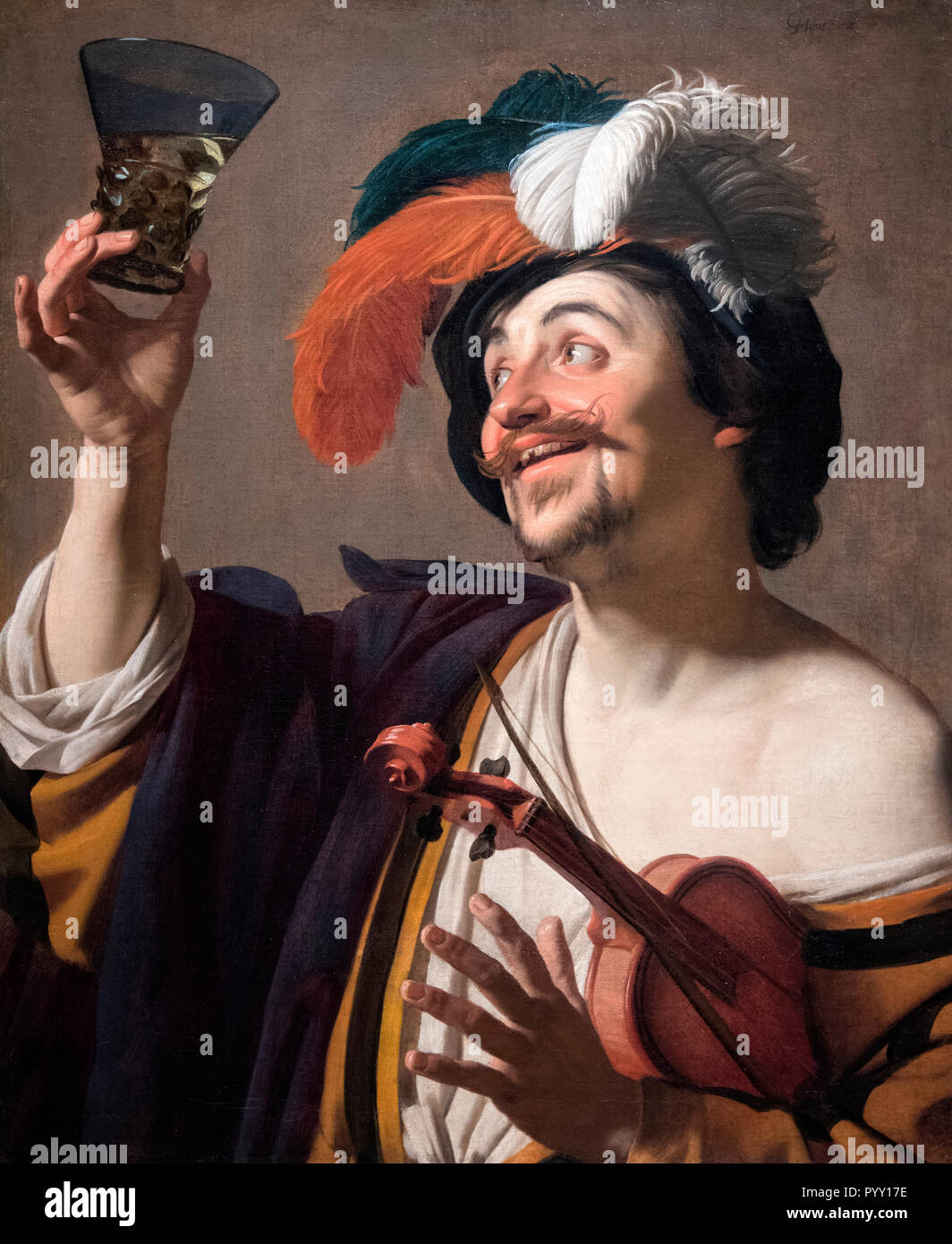 The Happy Violinist by Gerrit van Honthorst (Gherardo delle Notti, c ...