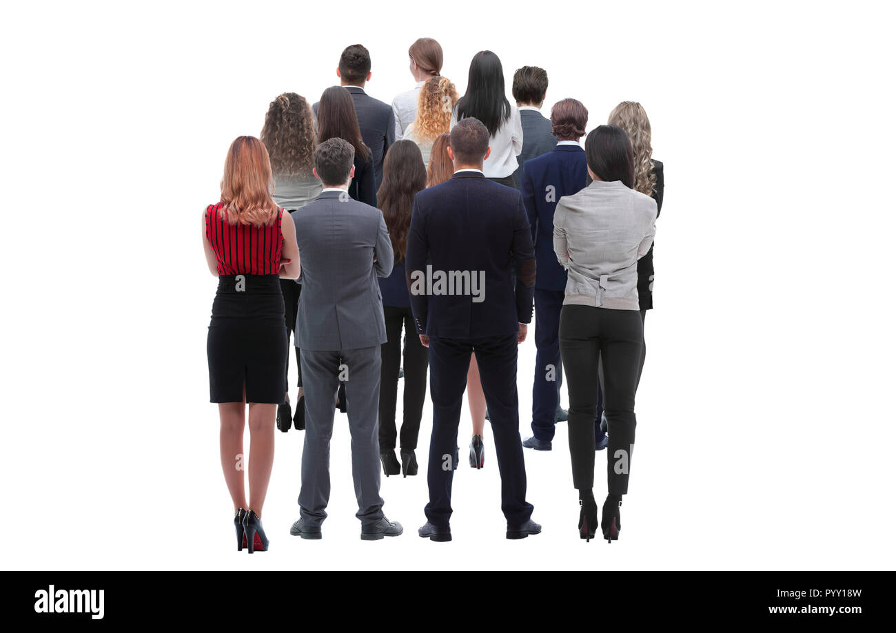 Back view group of business people. Rear view. Isolated over white ...