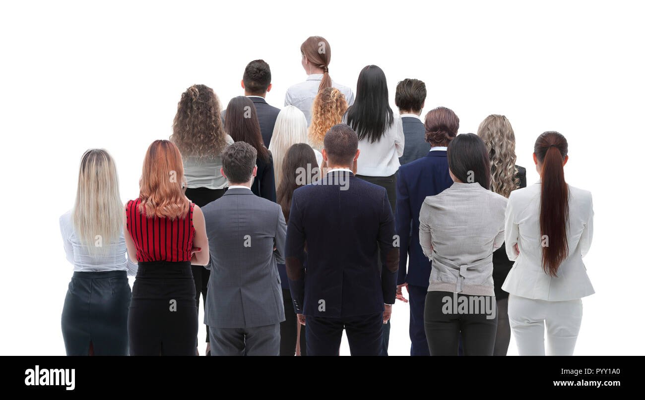 Back view group of business people. Rear view. Isolated over white ...