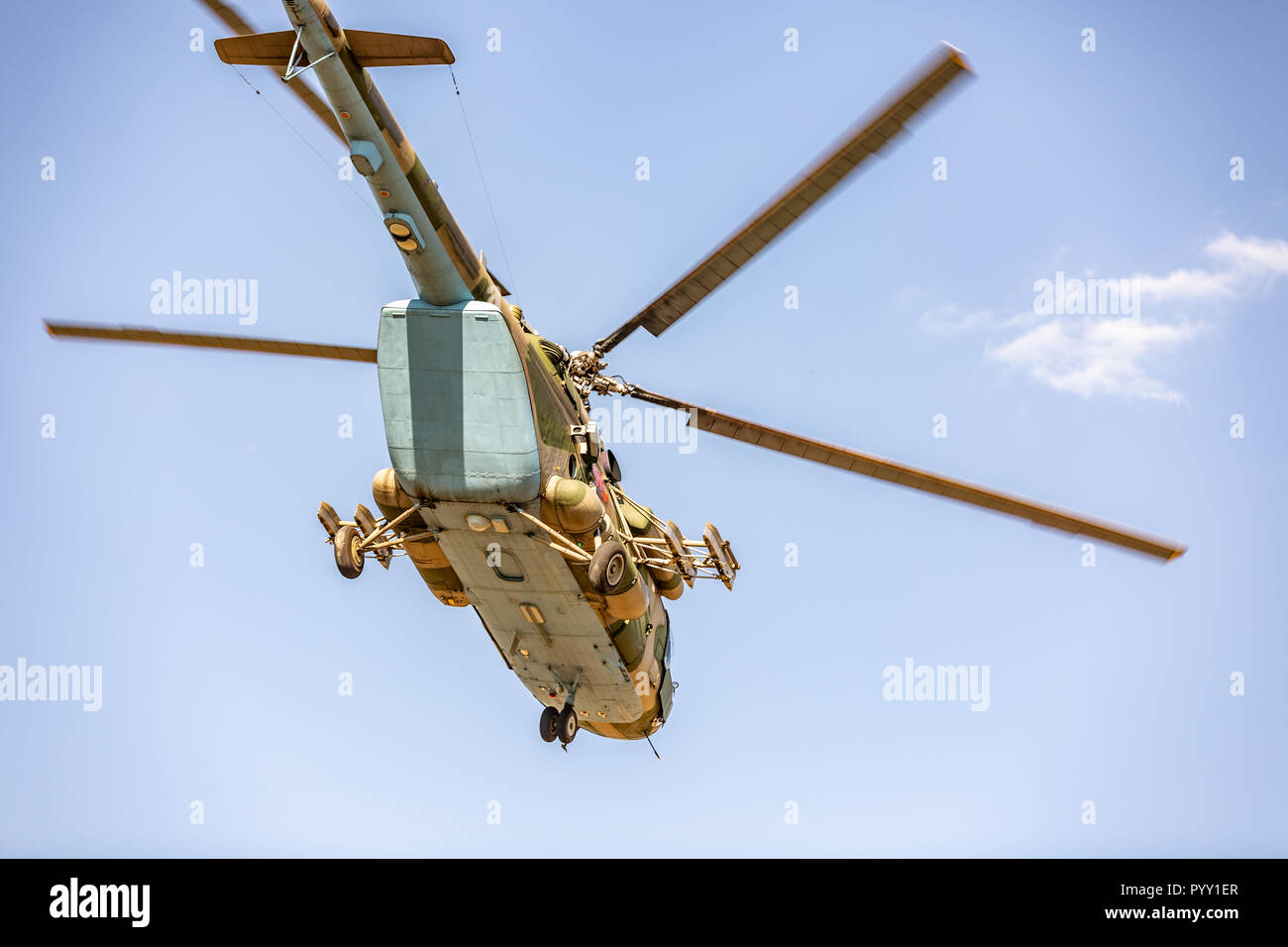 military helicopter flying during exercise performing a military ...