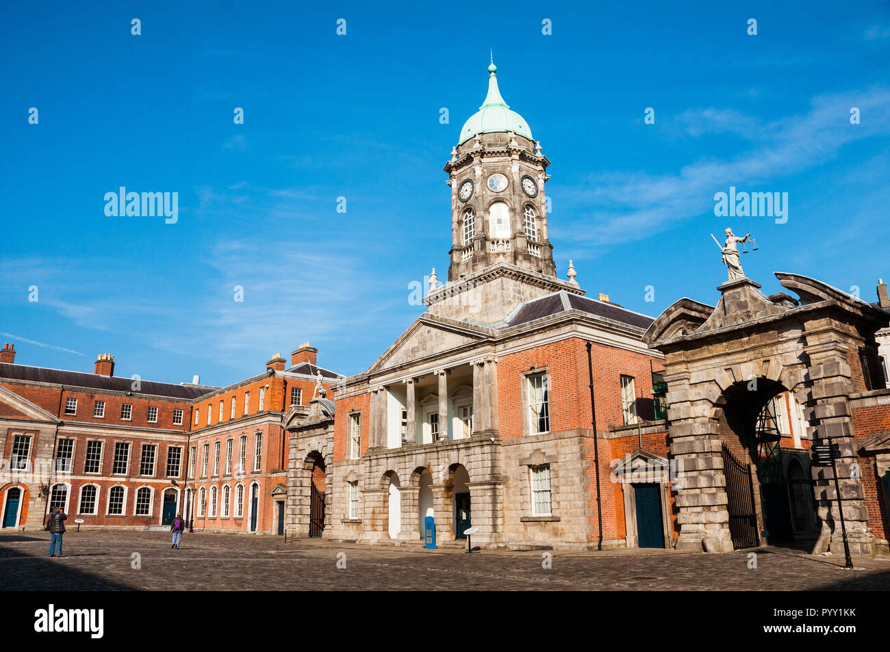 Dublin castle hall in the evening. Popular landmark in the capital of ...