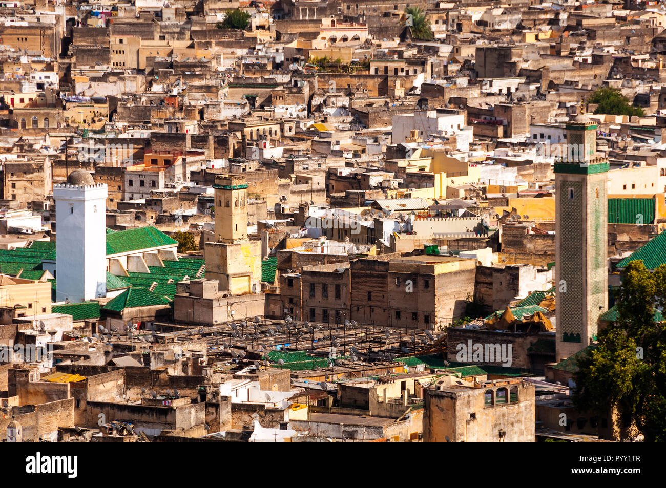 Aerial view of Fez medina Old town, Morocco Stock Photo - Alamy
