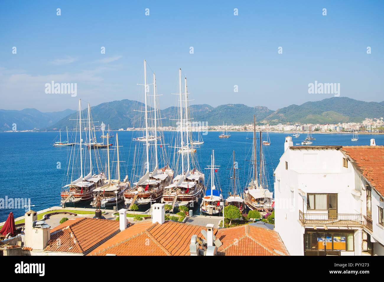Turkey: view from the castle of the sea and the city of Marmaris ...