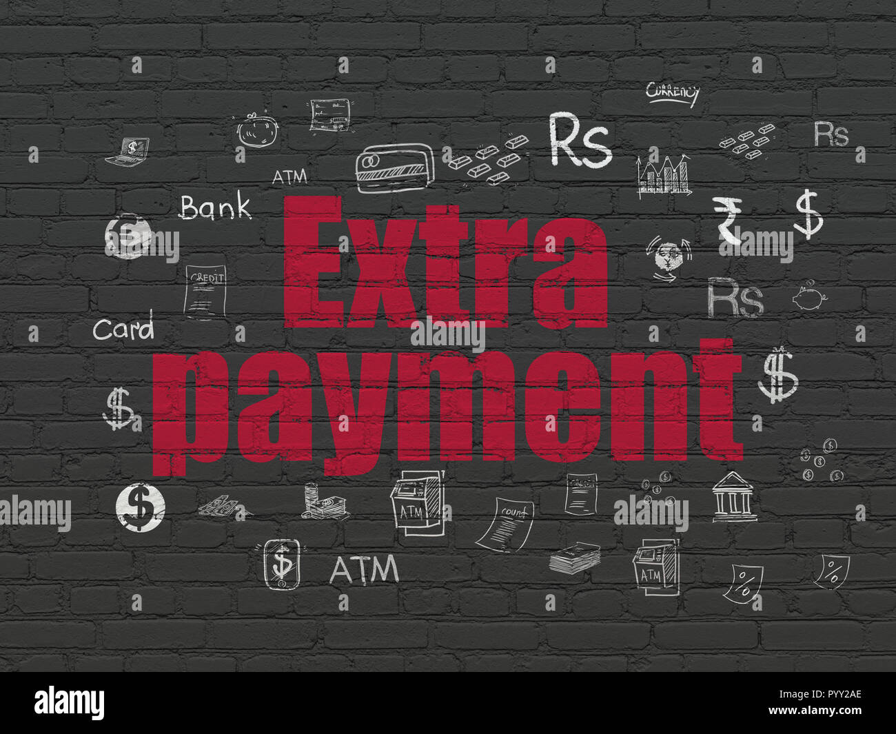 Banking concept: Extra Payment on wall background Stock Photo - Alamy