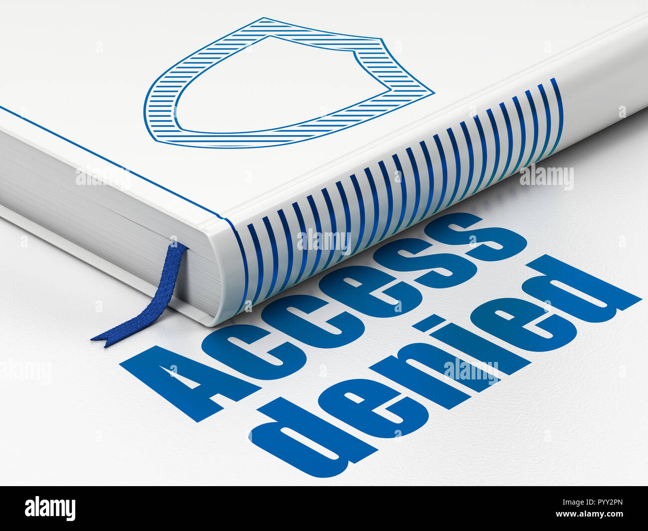 Protection concept: book Contoured Shield, Access Denied on white ...