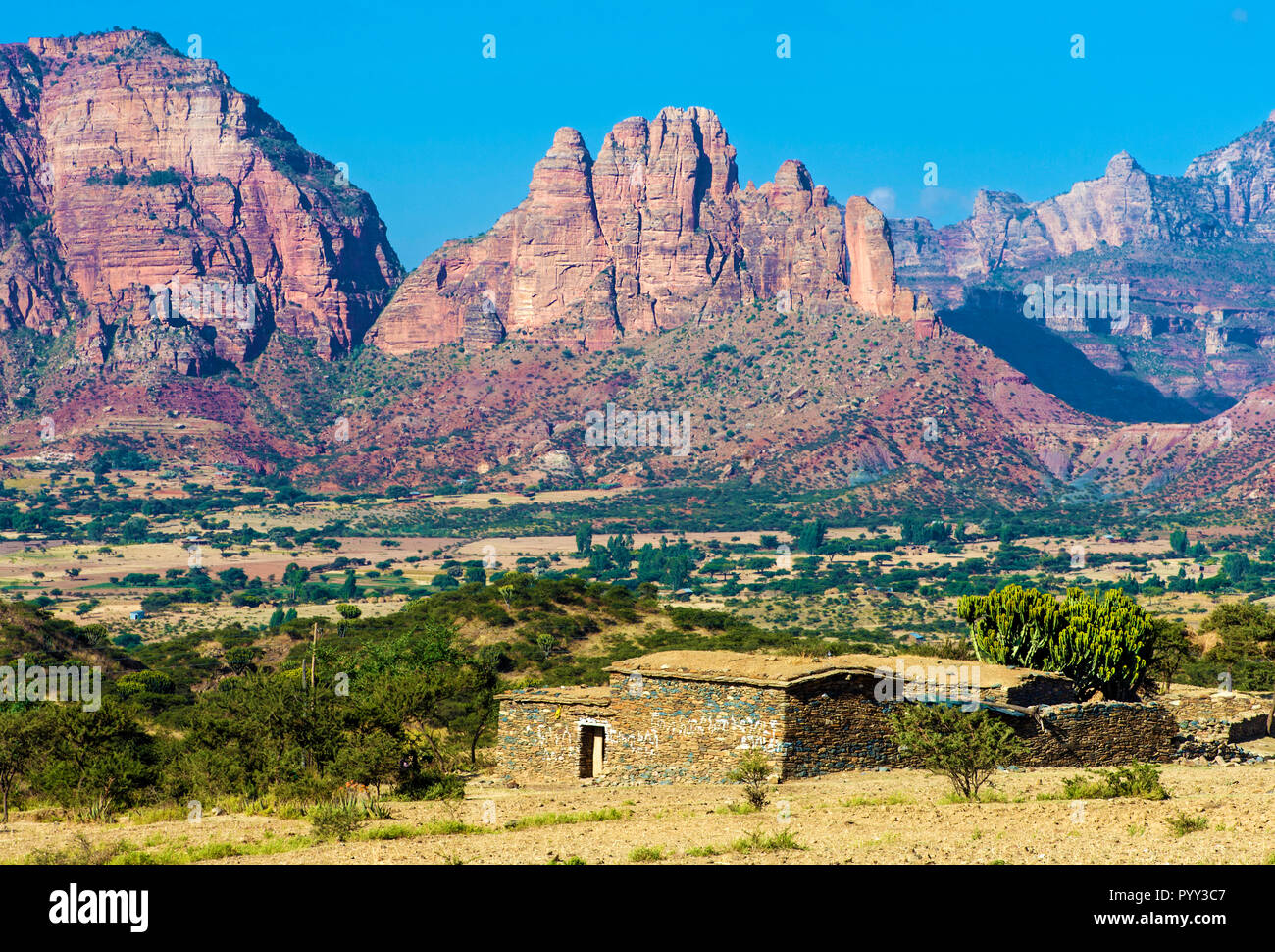 Big African Rift Valley, northern foothills with the Gheralta mountain ...