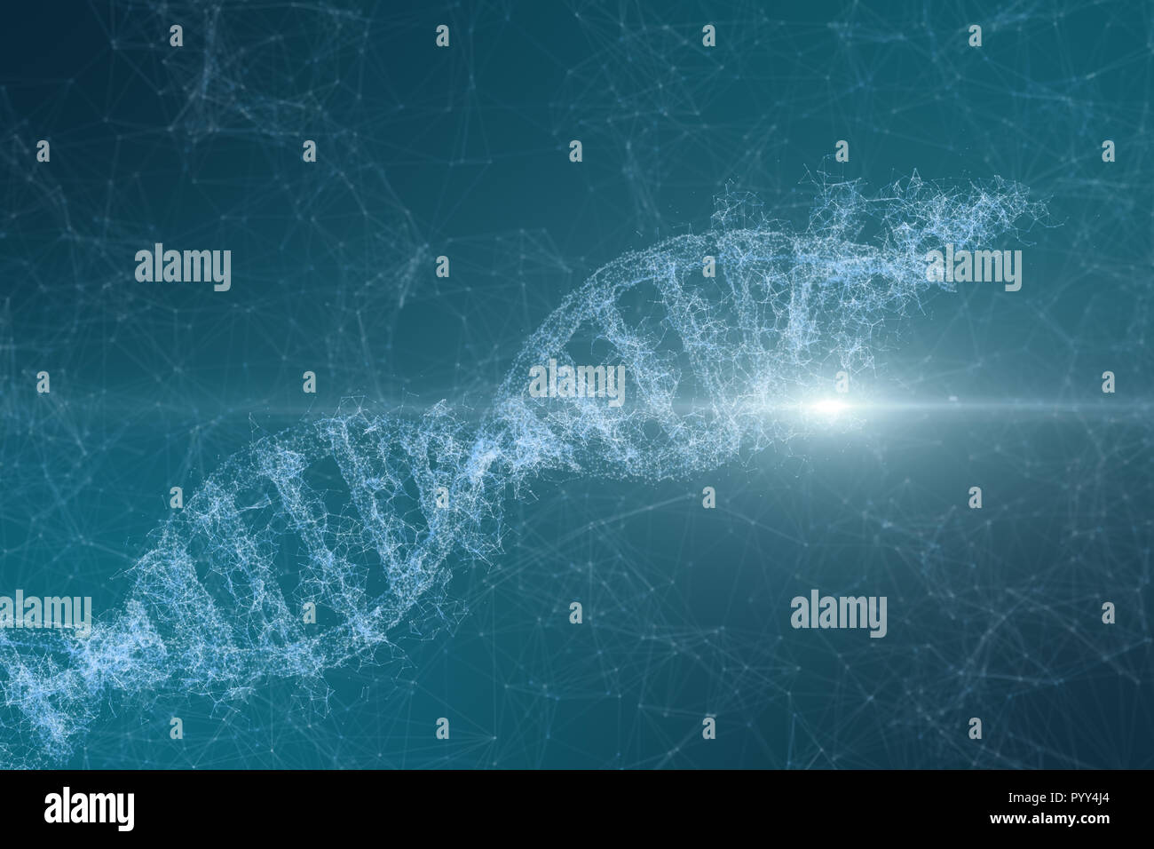 3d rendering, DNA with emanative lines background Stock Photo - Alamy