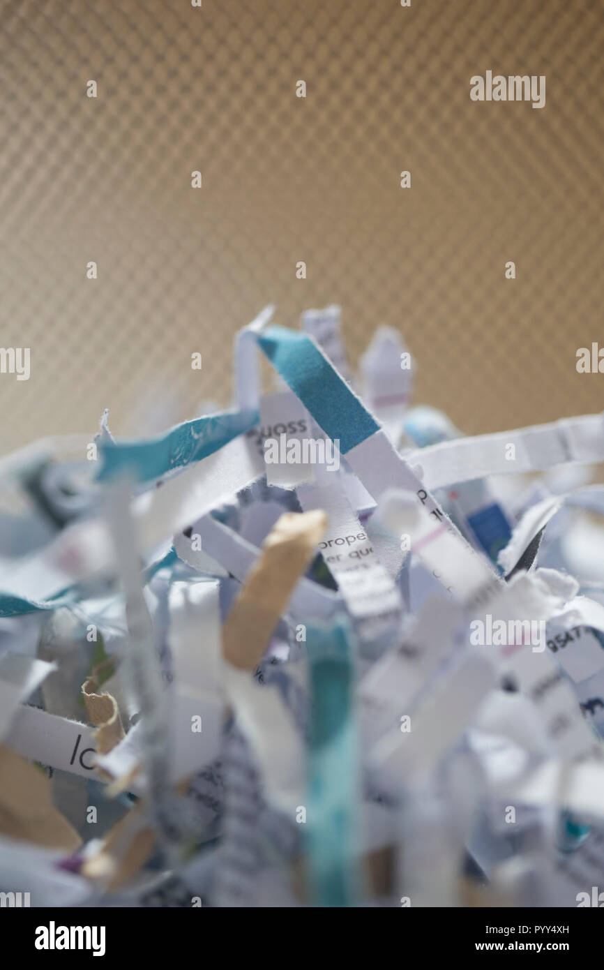 Detail of shredded paper in shredder basket Stock Photo - Alamy