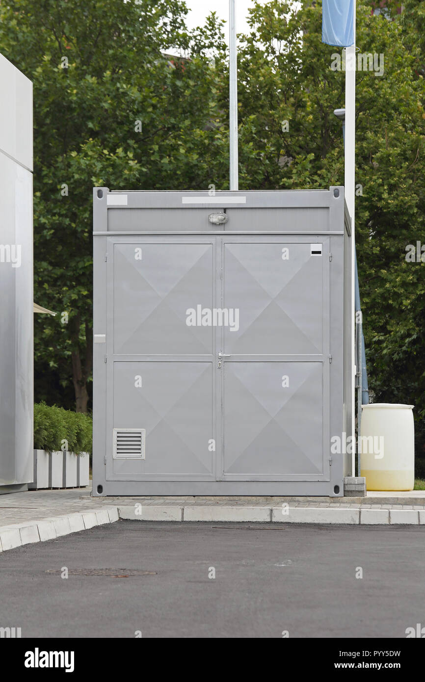 Shipping Container Behind Warehouse For Aditional Storage Stock Photo ...