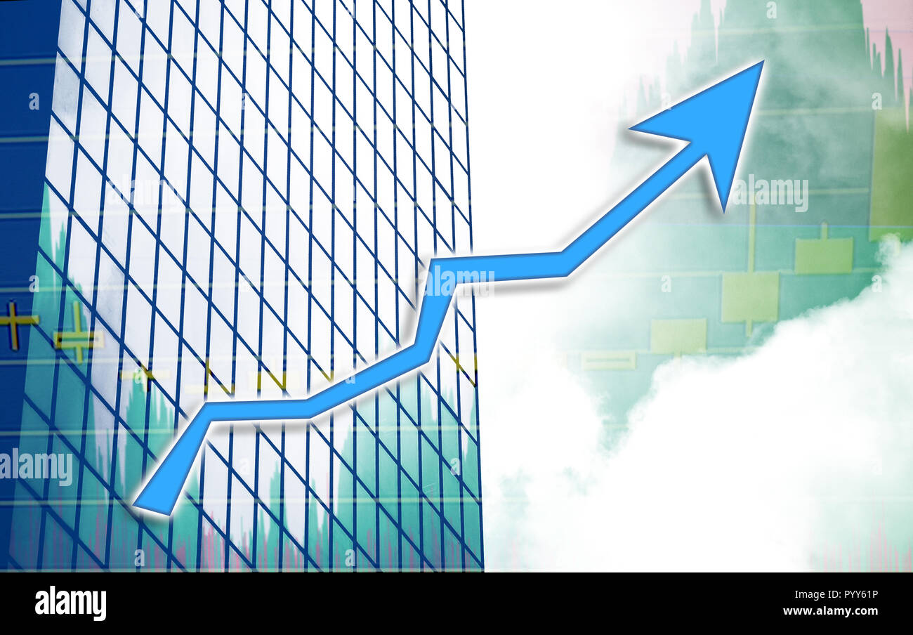 Stock market chart shown in financial building, business background ...