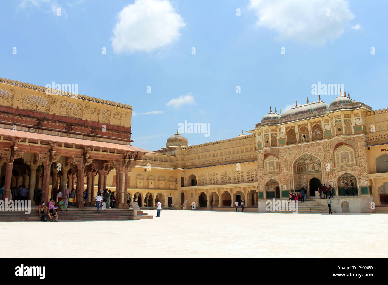 The architecture of Amer (or Amber) Fort in Jaipur. One of six Hill ...