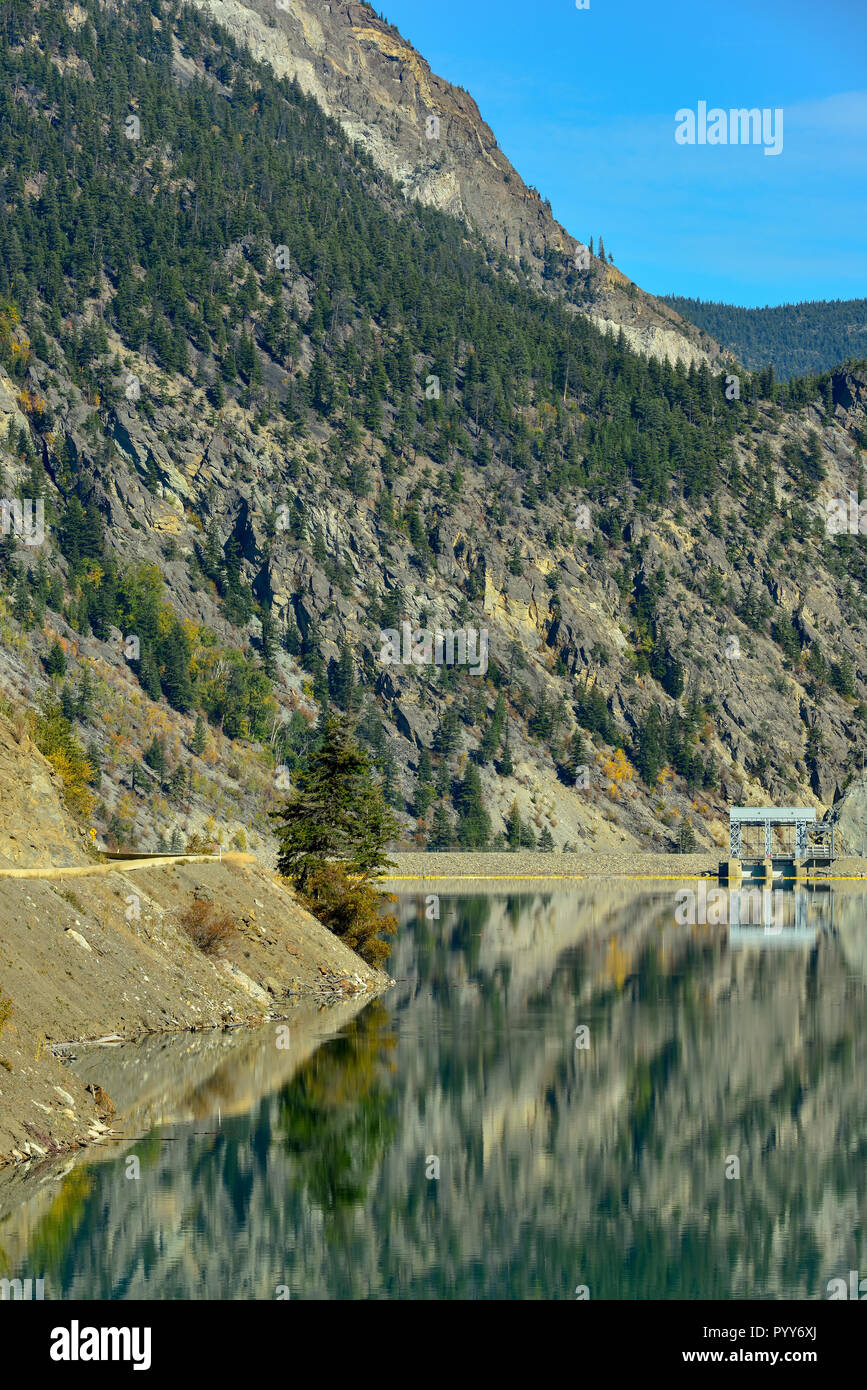 Terzaghi Dam and Reflected Mountains in Carpenter Lake Reservoir in ...