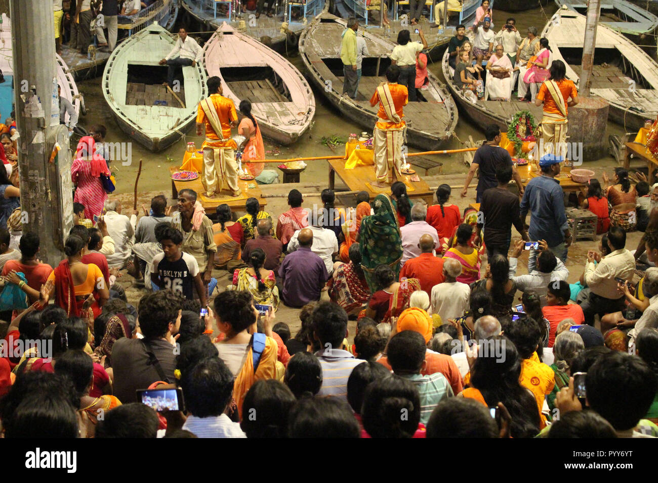 The famous fire ritual and procession in Varanasi, attracting tourists ...