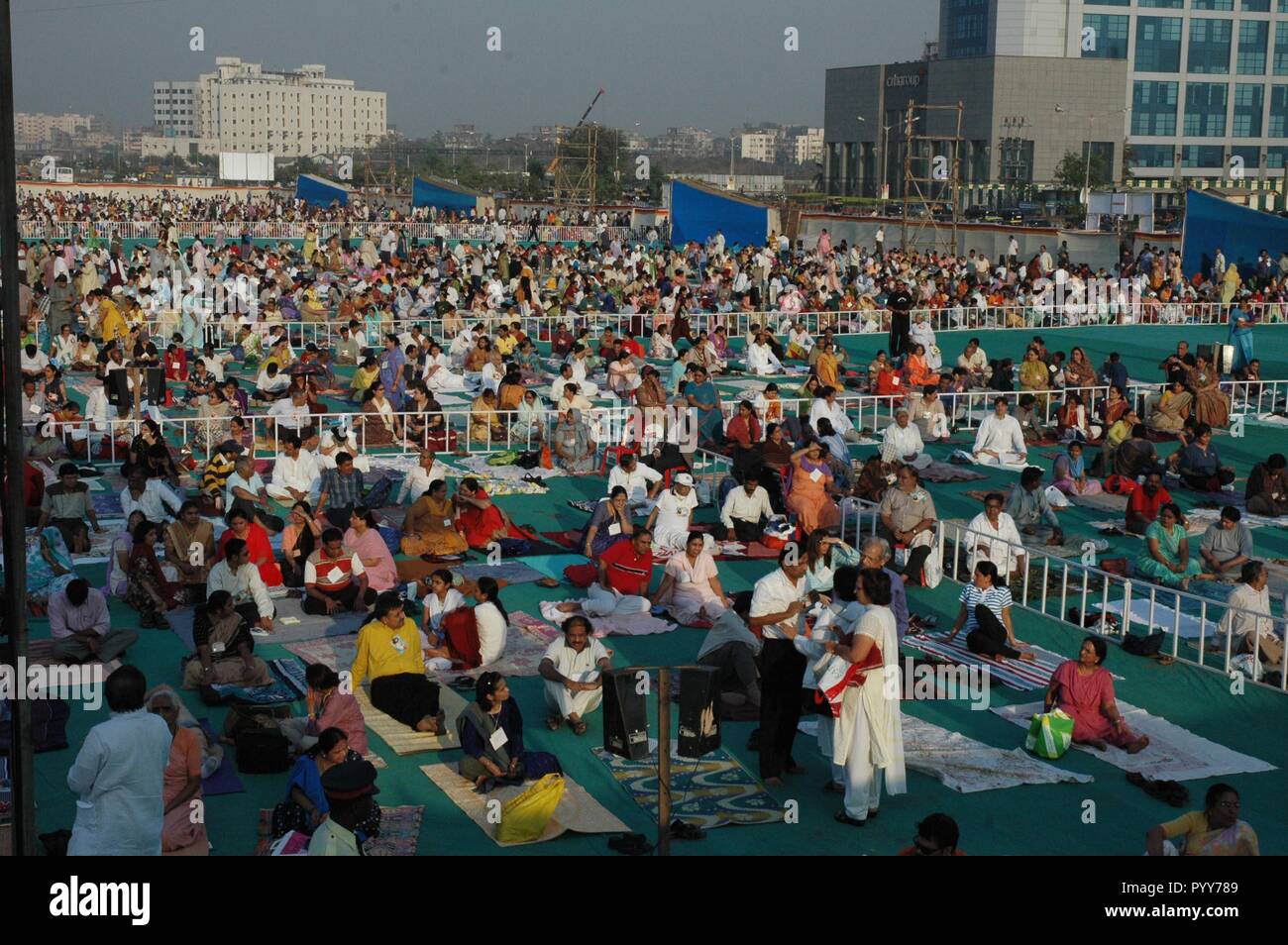 crowd at baba ramdev yoga camp, bandra kurla complex, Mumbai ...
