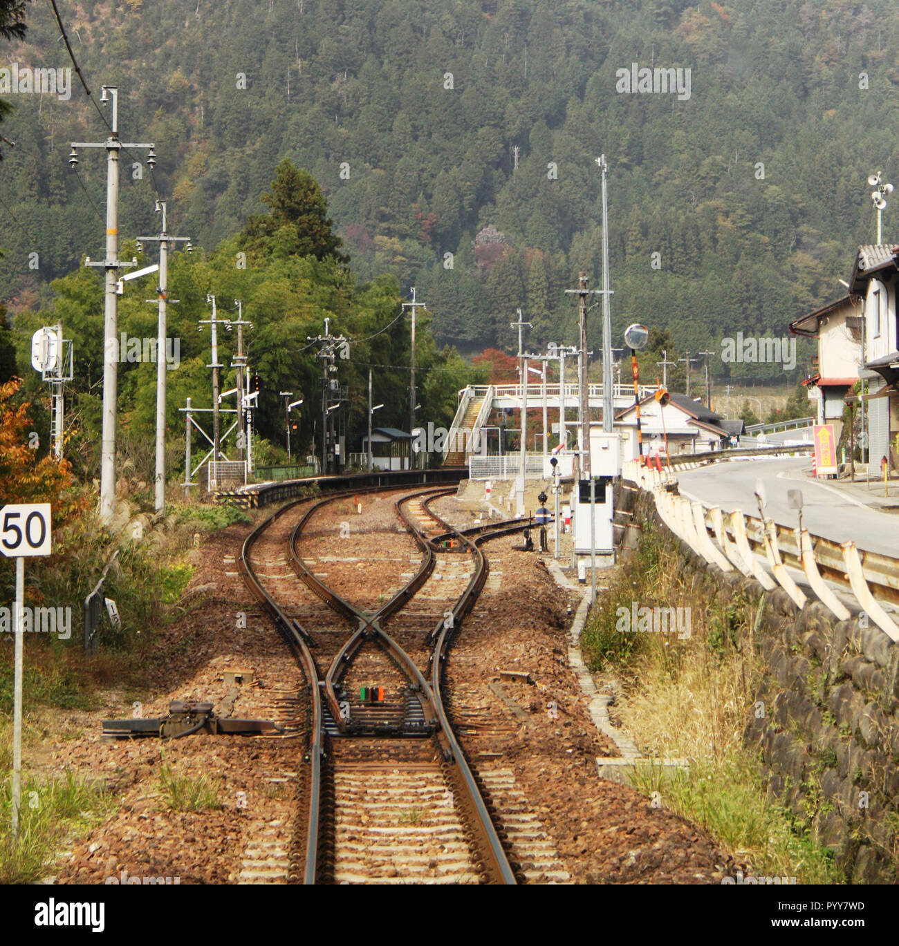 Train tracks to Takayama Stock Photo - Alamy